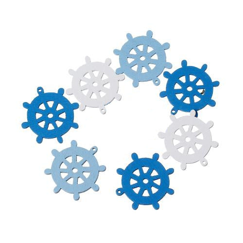 Pendants, Nautical, Laser-Cut, Wood, Blue, White, 25mm – BEADED CREATIONS